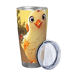 GDSHJKLW Chicken Chick Tumbler With Lid And Straw 20oz Stainless Steel Leakproof Travel Coffee Mug Double Wall Insulated Cup Gifts For Women Home Office