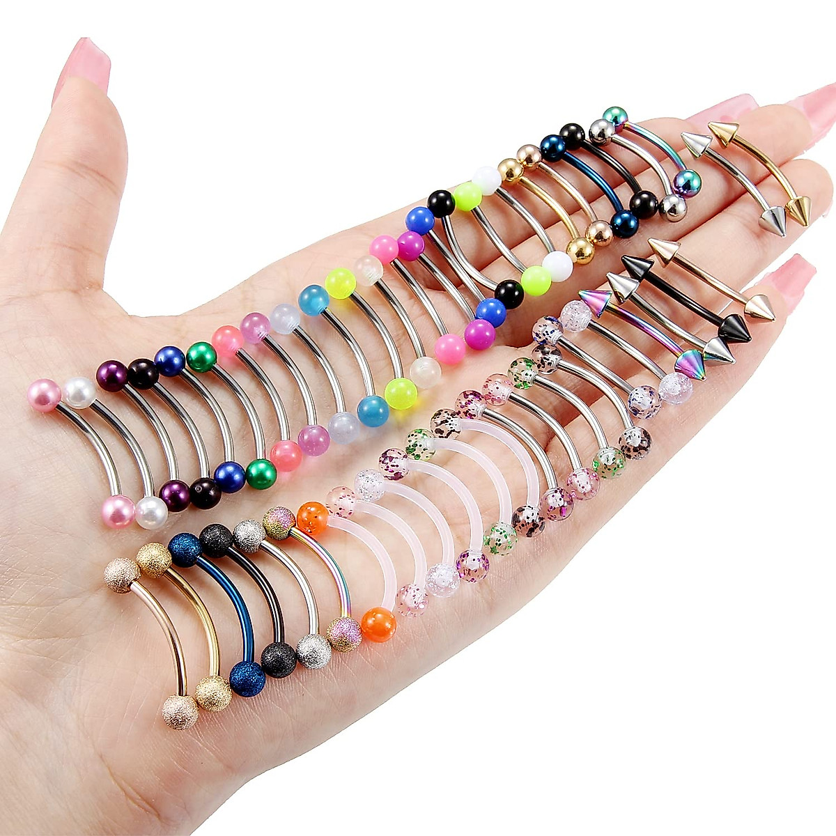 Yaalozei 14G Snake Frog Eye Tongue Ring piercing jewlery 16mm 5/8inch Stainless Surgical Steel Curved Barbell Belly Button Eyebrow Tongue Nipplering Nipple Rings Piercing Jewelry Women Men 14 gauge