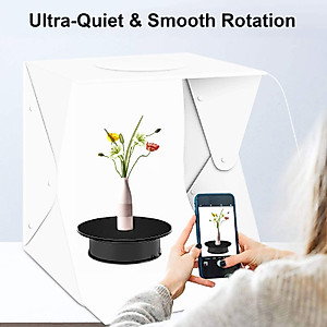 Inovat 8" Ultra-Quiet Motorized Rotating Display Stand for Video Photography Products Display, 360 Degree Black Velvet Rotating Turntable for Jewelry 3D Models (Battery Operated, 10LB LOAD)