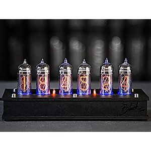 Handmade Nixie Tube Clock 6X IN-14 - Made in Ukraine - Vintage Retro Table Clock - Wooden Desk Nixie Tube Clock - Black