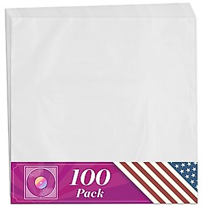 Claev 100 Anti Static Inner Record Sleeves w/Rice Paper for Vinyl LP Records (12 inch, Square), High Fidelity Protective Plastic Storage Covers
