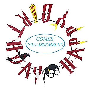 JAGGER M 2 Upgraded Harry Potter Supplies – Happy Birthday Banner Felt Garland Party Decoration, Red, ,