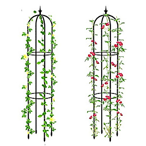 Garden Obelisk Trellis for Climbing Plants 4 Feet Tall Plant Support Cage, Tower Obelisk Plant Support Indoor Potted Plant, Plant Trellis for Climbing Vines, Tomato, Flower, Vegetable, Rose (2 Pack)