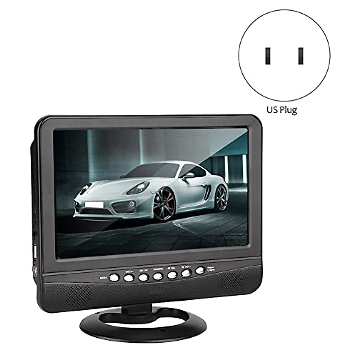 SWEDEN Portable 9 Inch Car Analog TV Player LCD Color Screen Radio Mini Digital Wide Viewing Video Player Monitor-US Plug