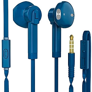 ARC Wired Earbuds in-Ear Headphones, Earphones with Microphone, Slide Volume Control Noise Isolation Ear Buds Ear Tips, 3.5mm Jack for iPhone, iPad, Samsung, Computer, Laptop, Gaming, Sports - Blue