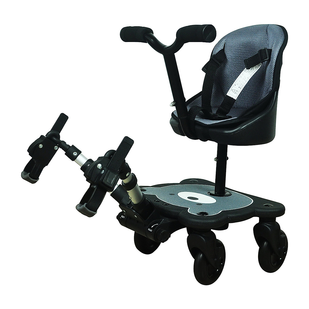 Englacha 2-in-1 Cozy 4-Wheel Rider, Black - Child Rider Stroller Attachment with Saddle Seat and Standing Platform - Universal Fit for Most Prams - Quick and Easy to Use - Designed for Safety