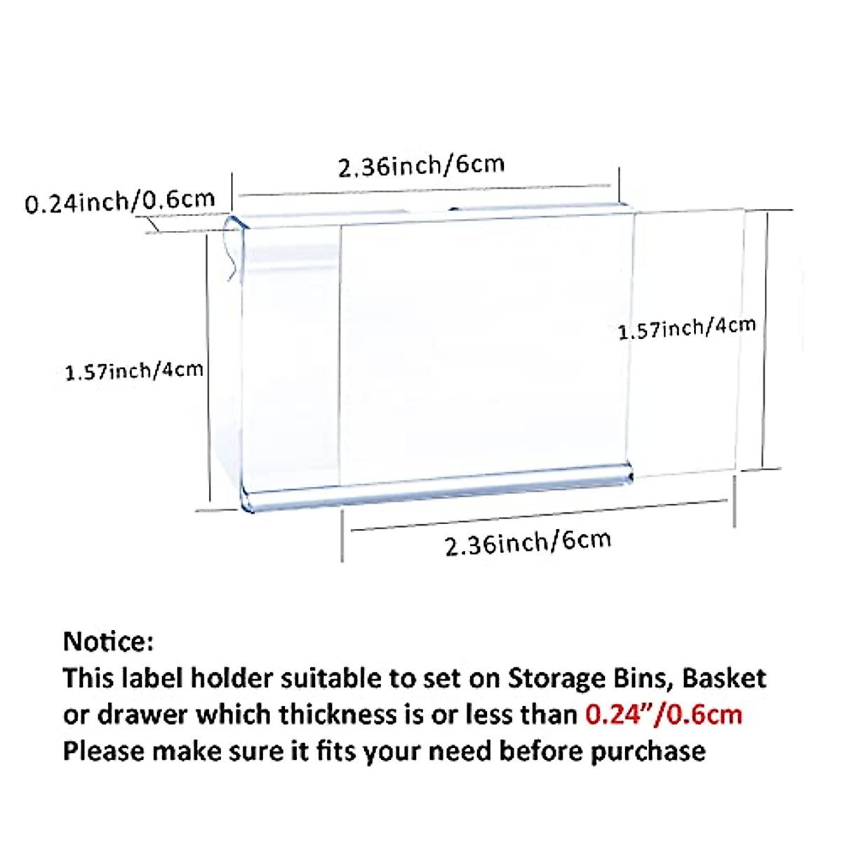 50pcs Labels for Storage Bins Plastic Label Clip, Basket Labels Clip On Wire Shelf Price Label Holder Merchandise Sign Display Holder, 50pcs Label Insert Included (6x4cm)