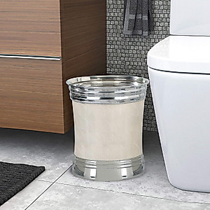 nu steel Fantasy Collection Wastebasket Small Round Vintage Trash Can for Bathroom, Bedroom, Dorm, College, Office, 8" x 10" x 8.8", Chrome Finish with Mother of Pearl Enamel., Under 5 Gallons (Fantasy/FA8H)