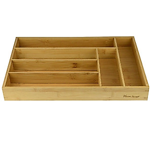 Heim Concept Drawer Organizer Bamboo Cutlery Tray Silverware Organizer/Utensil Holder, Drawer Dividers Organizer for Silverware, Flatware, Knives in Kitchen