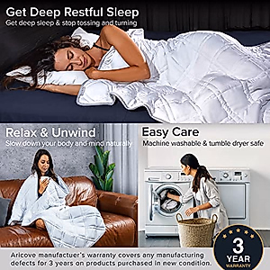 Aricove Cooling Weighted Blanket, 10 lbs, Full/Twin Size for Adults, Luxury Heavy Blanket in Silky Soft Bamboo, 48x72 inches, Machine Washable, White