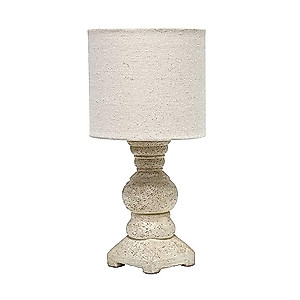 Elegant Designs LT3330-BGE 12.5" Country Farmhouse Petite Textured Column Table Desk Lamp with Drum Fabric Shade, Beige