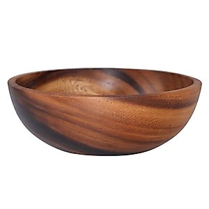 qiguch66 Storage Container,Household Round Wooden Fruit Salad Bowl Dinnerware Basin Container Kitchen Tool - S