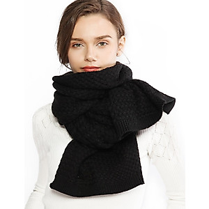 RIIQIICHY Winter Scarfs for Women Cold Weather Chunky Knit Scarf Warm Thick Black Scarf Long Large Oversized Scarves