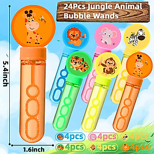 24Pcs Jungle Animal Bubble Wands for Kids Bubbles Party Favors Great for Forest Animals Crazy Theme Party Favors,Animals Party Goodie Bags Filler,School Classroom Prizes for Boy Girl Outdoor Toys