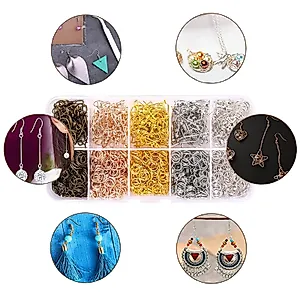 5 Colors Earring Hooks Kit Hypoallergenic Ear Wires and 1000pcs Jump Rings for Earrings Making Jewelry Making Findings