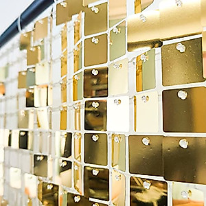 24 Panels Shimmer Wall Backdrop, UNIIDECO 24 Pieces Fiesta Decoration Large Sequin Wall Panels, Birthday Baby Shower Wedding Event Party Decor Shine Curtains, Advertising Signs Home Decor (Gold)