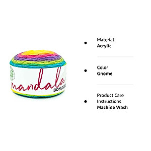 Lion Brand Yarn Mandala Bonus Bundle Yarn, Yarn for Knitting, Crocheting, and Crafting, 1 Cake, Gnome