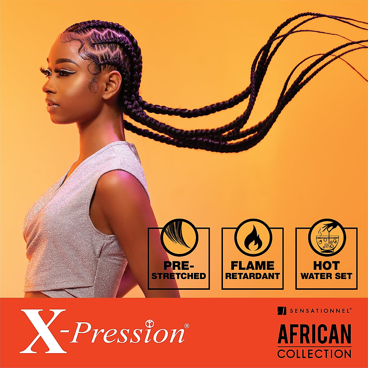 Sensationnel X-pression prestretched braiding hair - 3x braid 58 inch all kanekalon flame retardant synthetic braid for box braids and twists (1 pack, 2 DARKBROWN)