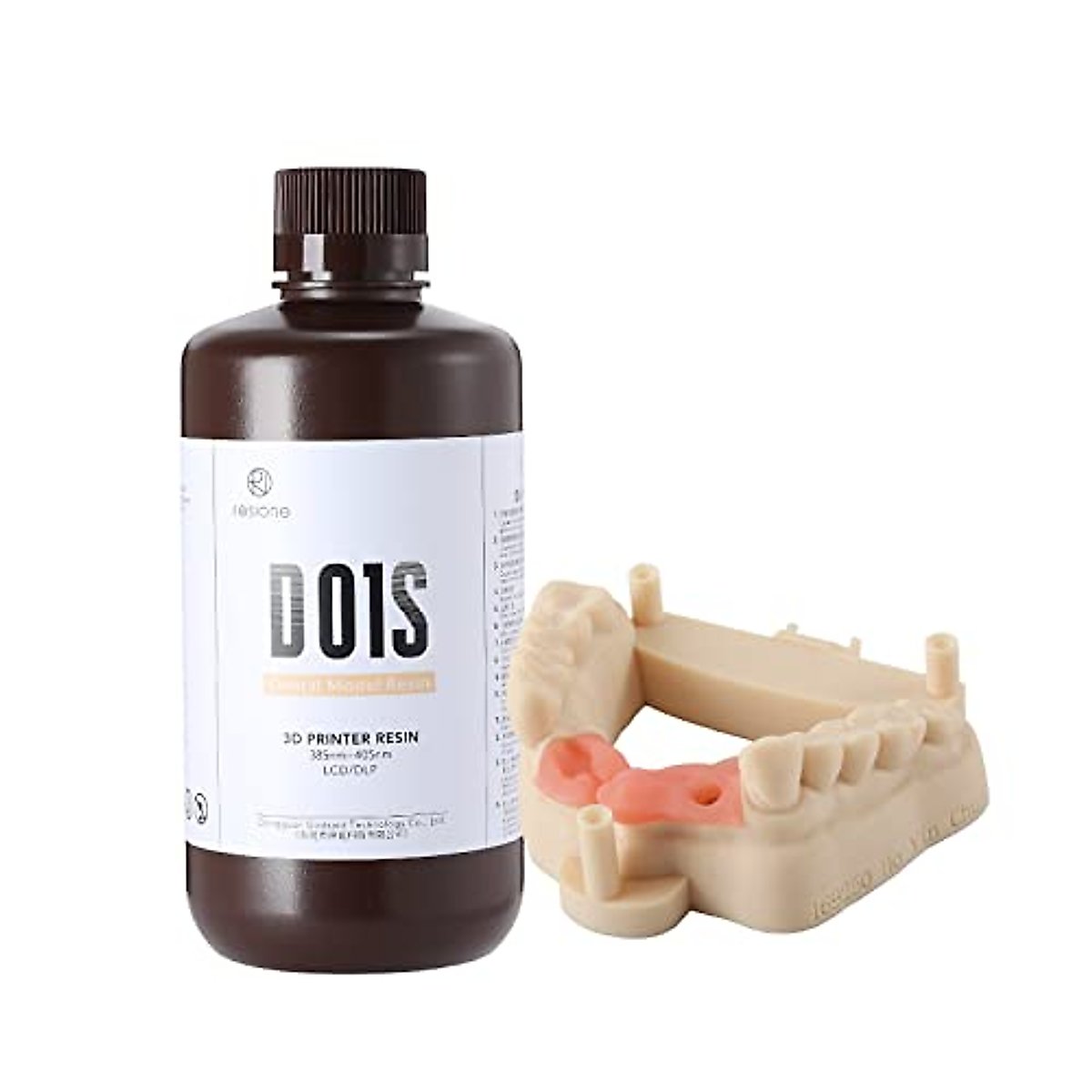 RESIONE 3D Printer Resin, D01S Dental Model Resin for Restoration Implant Study Models High Dimensional Accuracy with Not Warped and Very Low Shrinkage for LCD DLP MSLA 3D Printing