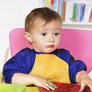 BAHABY Kids Art Smocks 4 Pack Painting Apron Waterproof Artist Smock with Long Sleeve and 3 Pockets for Age 3-8 Years