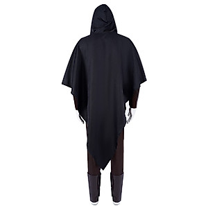 Adult Puss Costume in Boots Cosplay The Big Bad Wolf Cloak Robe Death Wolf Black Hooded Cape Halloween Outfits (Black with Mask-Adult, X-Small)