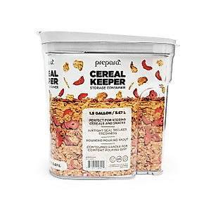 Prepara 1.5 gallon Cereal Keeper with White Lid Food Storage Container, clear