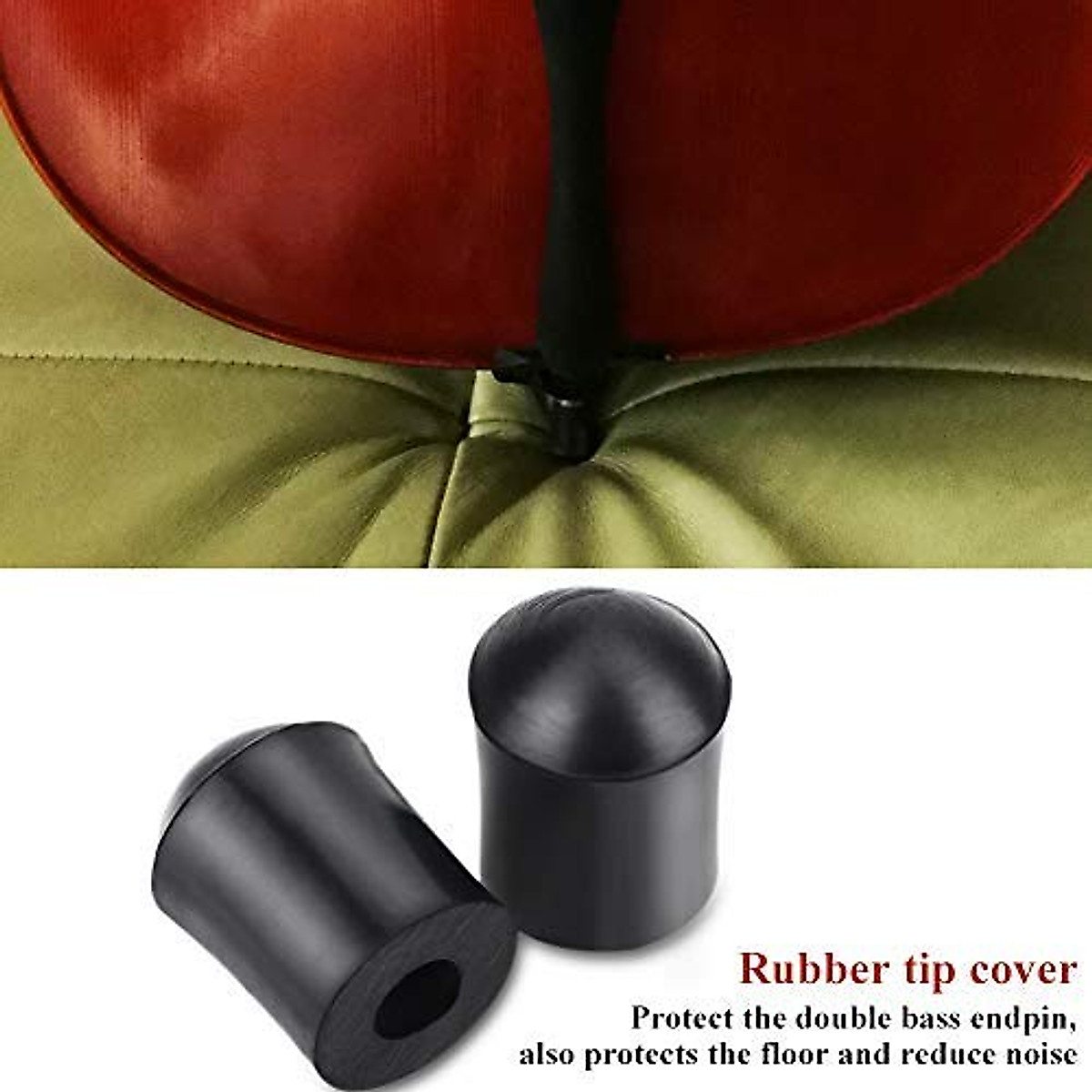 Vbestlife Double Bass Endpin Rubber Tip Stopper, Set of 2 Upright Bass Parts Replacement Rubber Tip for Double Bass End Pin Protector Black