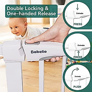 Babelio Baby Gate for Doorways and Stairs, 26-40 inches Dog/Puppy Gate, Easy Install, Pressure Mounted, No Drilling, fits for Narrow and Wide Doorways, Safety Gate w/Door for Child and Pets