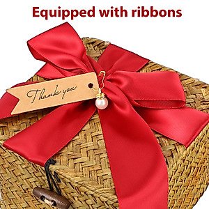 IMIKEYA Seaweed Baskets with Lids: Woven Baskets Seagrass Storage Woven Basket Straw Desktop Rattan Storage Basket 9 inch Hand- Woven Storage Basket Bins Container Organizer