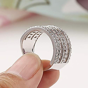 shiYsRL Exquisite Jewelry Ring Love Rings Fashion Women Round Rectangular Multilayer Cubic Zirconia Engagement Ring Jewelry Wedding Band Best Gifts for Love with Valentine's Day - US 9