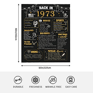 DPFQSKY 1973 50th Birthday Gifts for Men Women Blanket - 50th Anniversary Wedding Decorations - 50 Year Old Gift Idea for Husband Wife Dad Mom Back in 1973 Throw Blanket 60"x50"