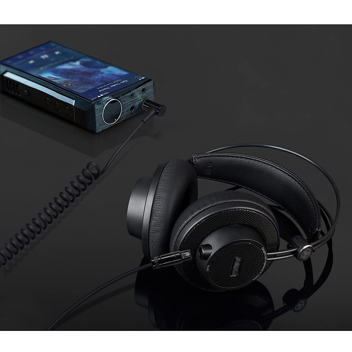 K702 Coiled Audio Cable with 2.5mm Balanced Male Replacement for AKG K240, K240S, Q701 Headsets, Works on M11 Plus, M15, M17 Digital Audio Players 4ft to 14ft