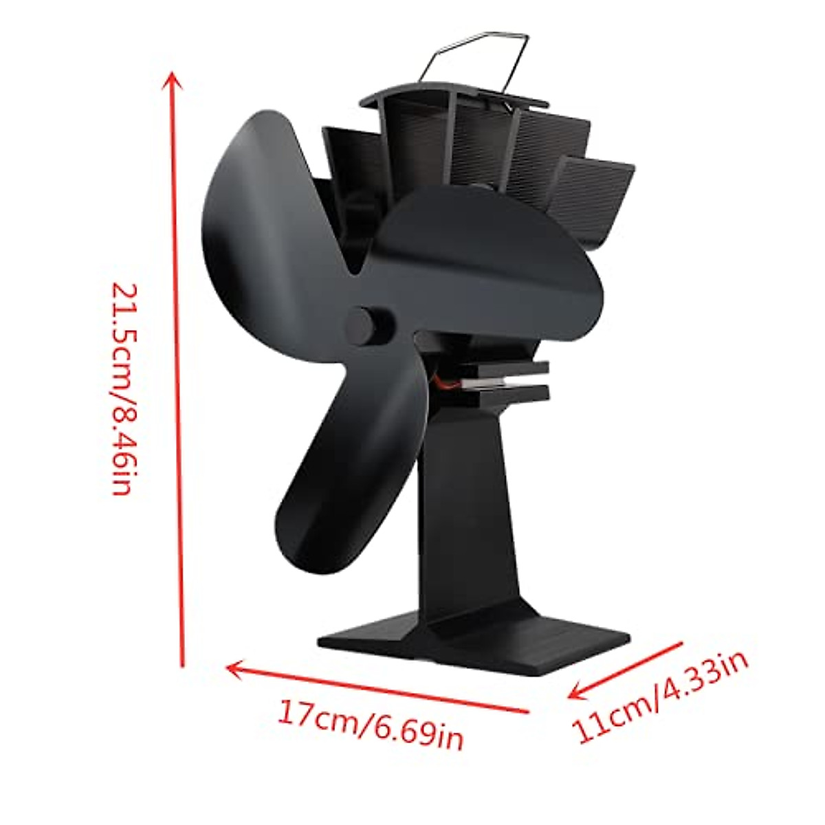 HEUNGBERANT Wood Burning Stove Fan Heat Powered Fireplace Fan for WoodLog BurnerFireplace, Black… (3 blades)