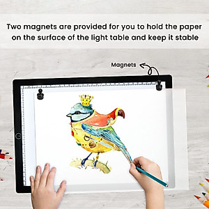 Santek A3 Eye-Friendly Dimmable LED Light Box for Tracing, Ultra-Thin Drawing Kit with Ruler, Magnets & Cable – Diamond Painting Art, Tattoo Stencils, Sketching, Animation & Artist Supplies