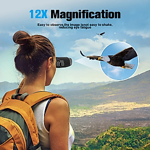 Binoculars 12x25 for Adults and Kids Night Vision Binoculars Compact Binocular Large Eyepiece Waterproof Binocular Wide Field of View for Bird Watching,Hiking,Hunting,Concert with Carrying Bag