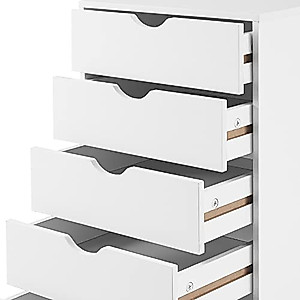 Naomi Home Wood Under Desk Drawer Cabinet Rolling Desk Drawers Storage Drawer Unit for Desk Storage Organizer Drawers for Under Desk Storage Organizer with Wheels - 5 Drawer, White