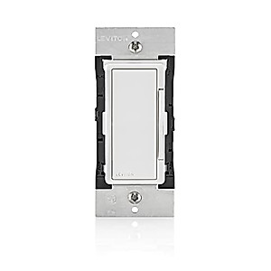 Leviton DN6HD-2RW Decora Smart No-Neutral 600W Dimmer, Requires MLWSB Wi-Fi Bridge to Work with My Leviton, Alexa, Hey Google, HomeKit/Siri, White
