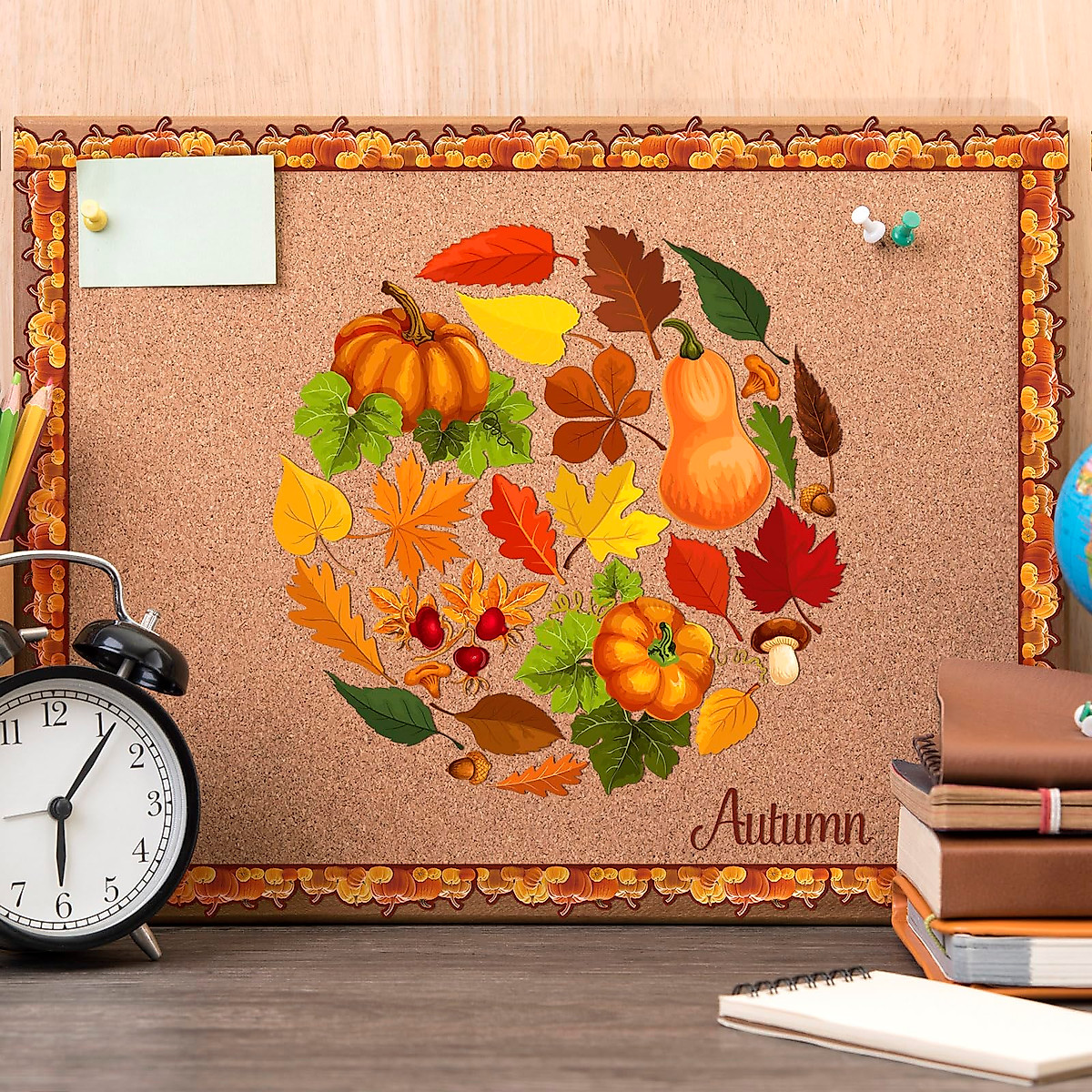 Colarr 36 Feet Thanksgiving Bulletin Board Borders Fall Pumpkin Bulletin Border Cutouts Decorations Autumn Pumpkin Trim Border for Home School Classroom Party Decor