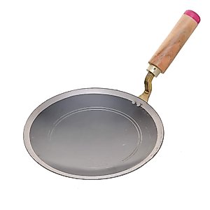PTR Traditional Pure Iron/loha/lohakhand Tawa/Tava for Roti/Chapati with Wooden Handle(1 kg)