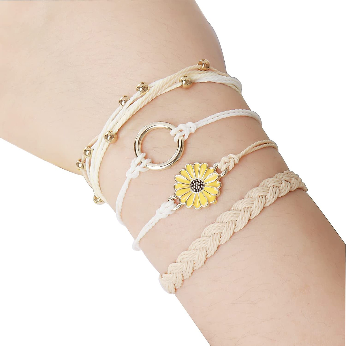 HUASAI String Bracelets for Teen Girls Waterproof Boho Bracelets for Women Ankle Bracelets for Women Cute Friendship Bracelets Summer Party Favors for Teen Girl Gifts Trendy Stuff