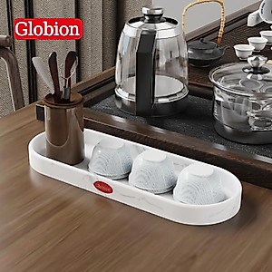 Silicone Bathroom Vanity Tray - Oval Sponge Holder Perfume Organizer Soap Dispenser Tray for Scrubber, Lotion Bottles, Jewelry, Candle, Key Trinket Ring