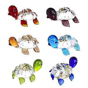 Crystalsuncatcher Handmade Tiny Turtle Hand Blown Glass Ornaments Gifts Decor Collectible Figurine Gardens(Turtle)