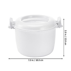 Operitacx Microwave Rice Maker Microwave Rice Cooker Steamer Bowl Pasta Cooker Noodle Fish Vegetable Veggie Steaming Bowl Microwave Food Container Cookware for Soup Rice Chicken Cooking Mini Food