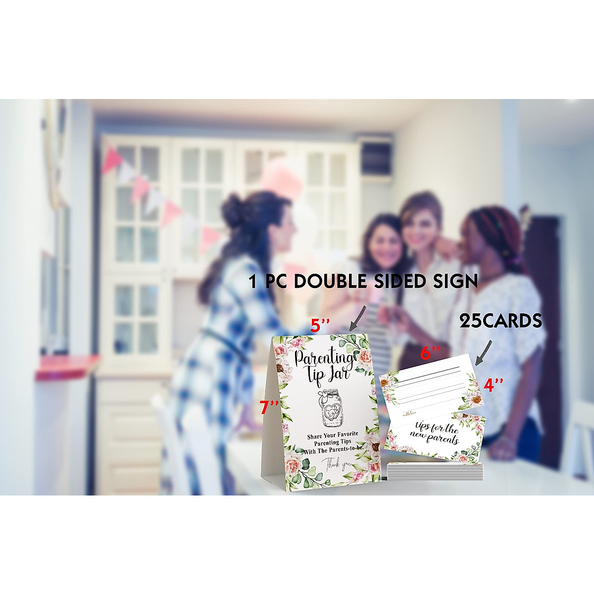 Toctose Advice for New Parents, Parenting Advice Card, Baby Shower Party, Tips for the Parents To Be，Includes a 5x7 Standing Sign and 25 4x6 Advice Cards(JYC033)