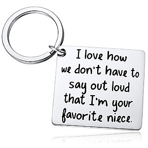 Ukodnus Keychain for Aunts and Uncles, I'm Your Favorite Niece Keychain, Stainless Steel, White, Unisex Gift for Birthdays, Christmas, Valentine's Day