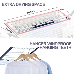 APEXCHASER Clothes Drying Rack, Foldable Laundry Rack with Sock Clips, Indoor/Outdoor for Towels, Clothes, Dress