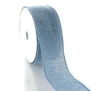 Ribbon Traditions 2.5" Wired Burlap Ribbon 338 Vintage Blue 10 Yards