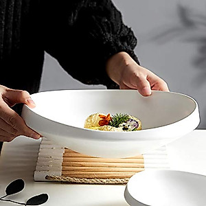 KOWMcp Dinner Plates 1Pcs White Ceramic Plate, Can Be Used to Set The Plate, Put Steak, Vegetables, Fruits, Eggs (Size : M)