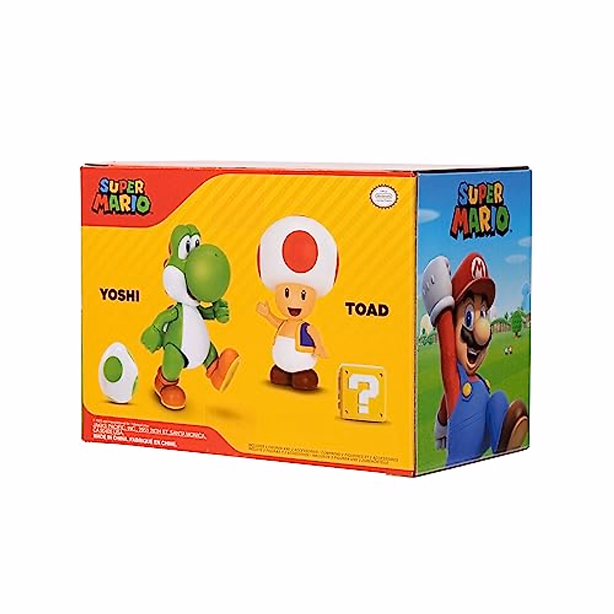 Super Mario Nintendo 4 Inch Action Figure 2-Pack: Yoshi & Toad with Accessories