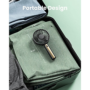 GAIATOP Handheld Fan with USB Rechargeable Personal Fan，3 Speed Adjustable Portable Fan for Travel, Commute, Picnic, Office-Black, Small Makeup Eyelash Fan for Women Girls Gift